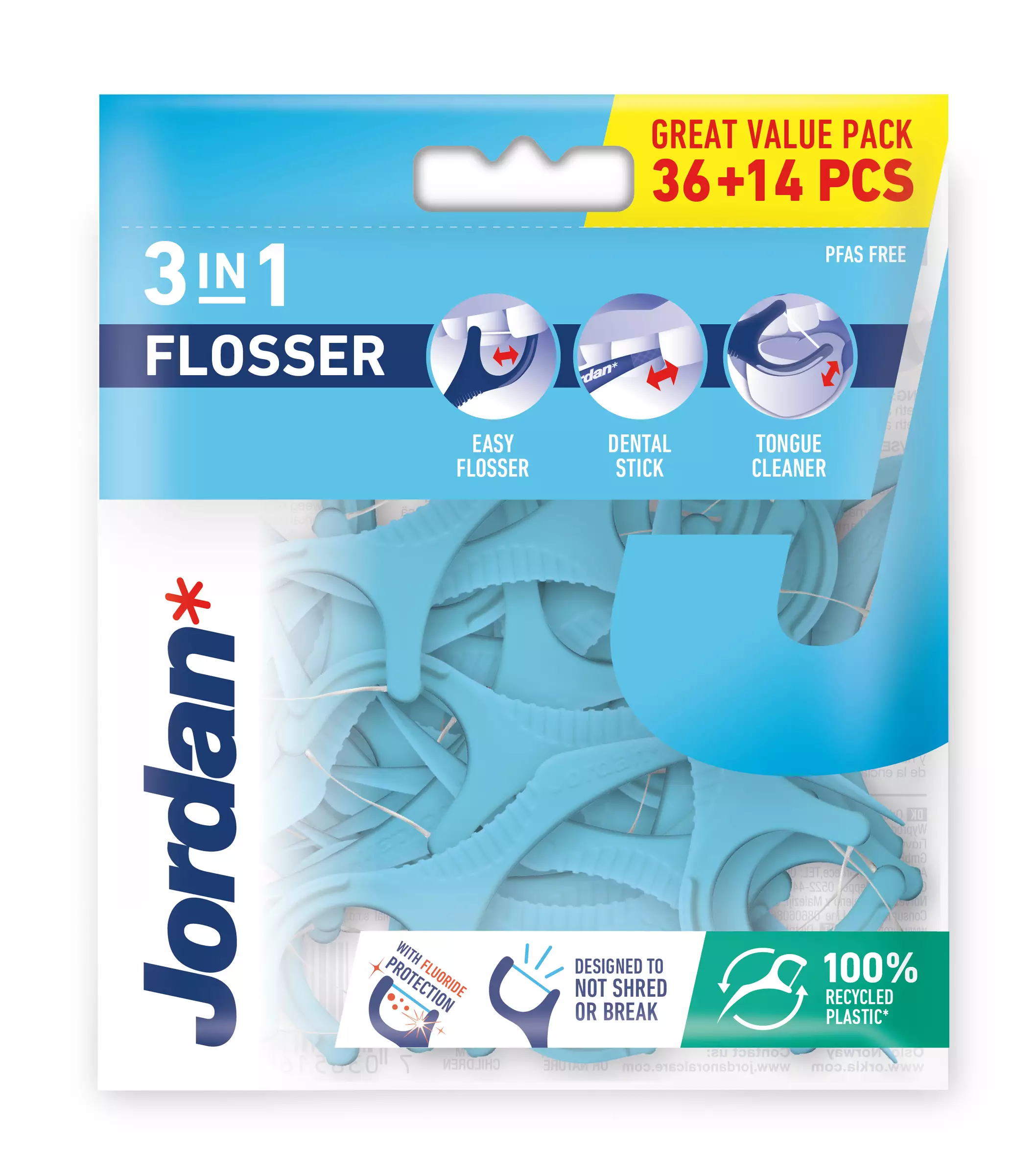 Jordan 3-in-1 Flosser hammaslankain 36+14kpl - Säästökuoppa verkkokauppa