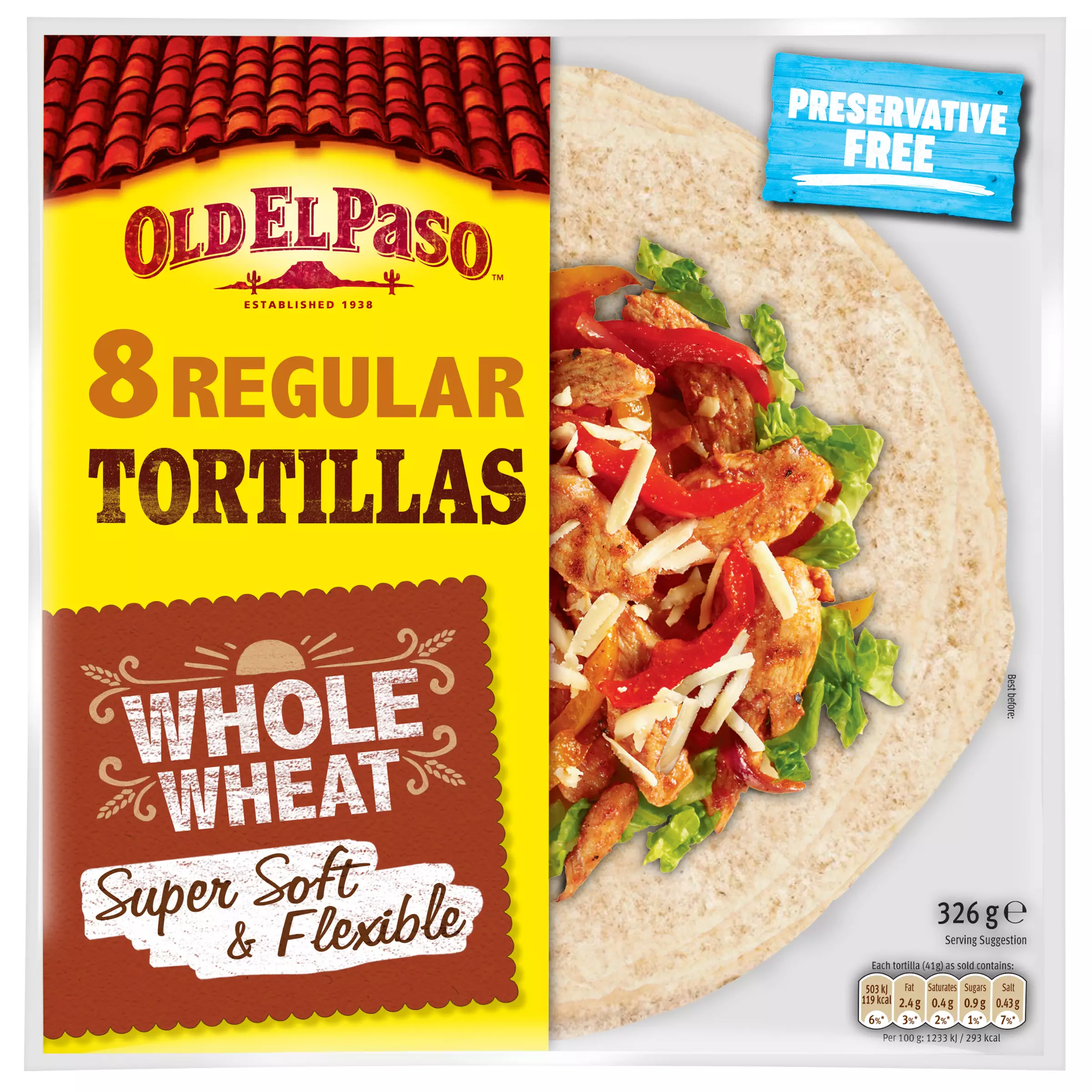 OLD EL PASO TORTILLAS WHOLE WHEAT 326G - Säästökuoppa verkkokauppa